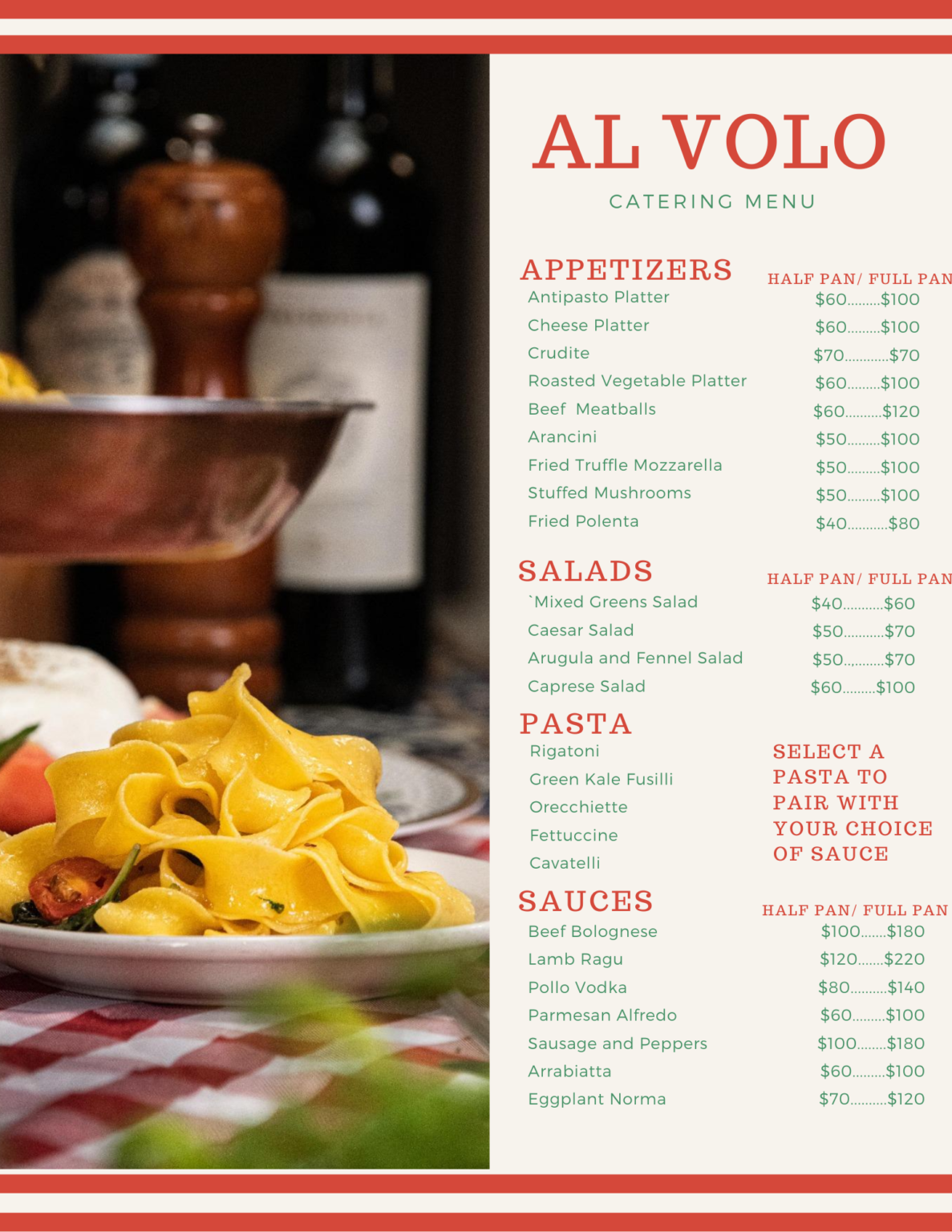 Catering Menu – Osteria Al Volo